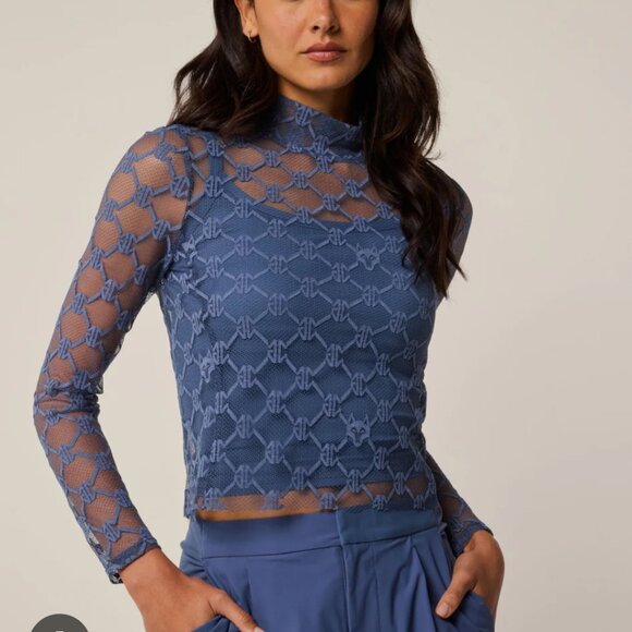 Greyson | Tops | Greyson Wolf Links Lace Mock Neck Long Sleeve Top ...